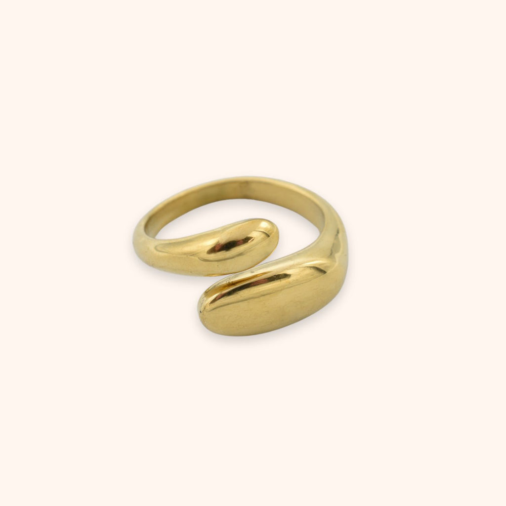 Dubbele ring goud druppel stainless steel | Uniekje