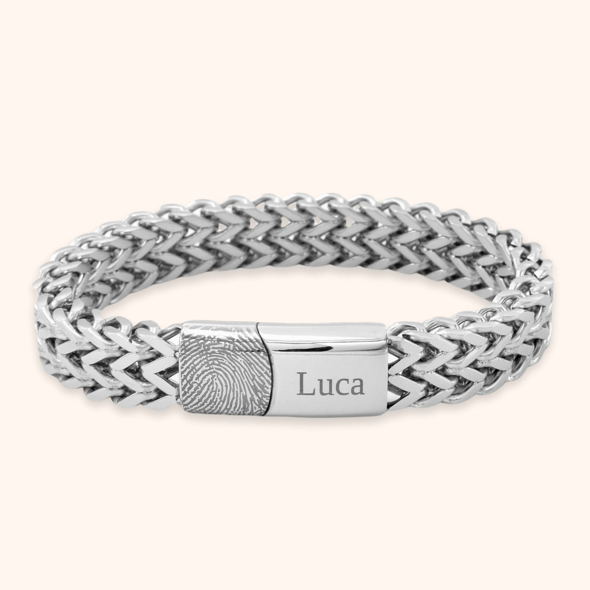 Gegraveerde heren naam armband vingerafdruk stainless steel | Uniekje